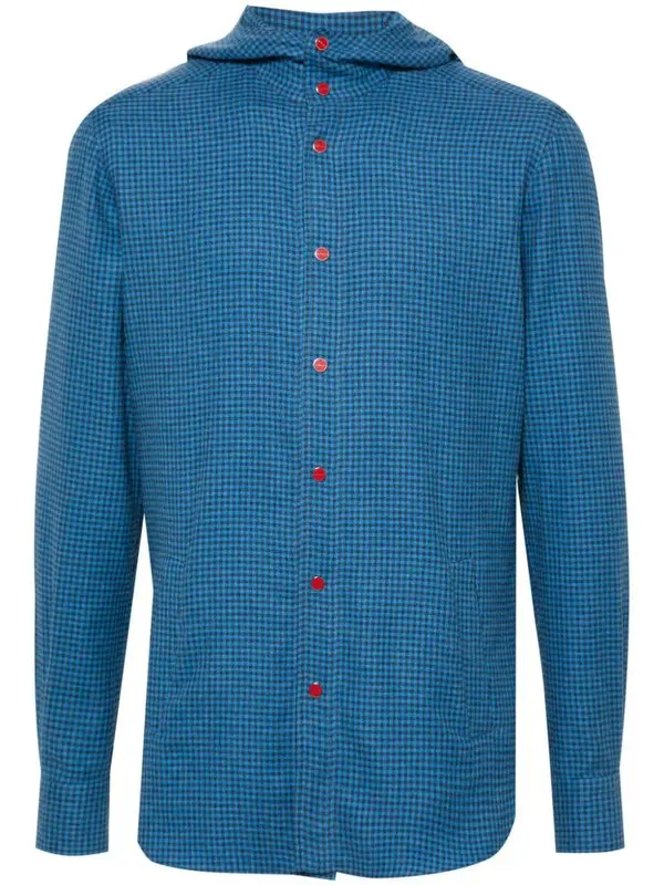 Kiton Checked Hoodie - Blue