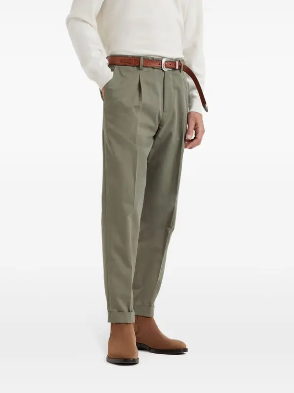Brunello Cucinelli Garment-dyed Gabardine Trousers