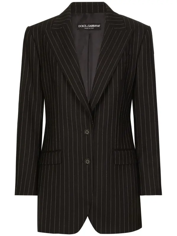 Dolce & Gabbana Striped Virgin Wool Blazer - Black