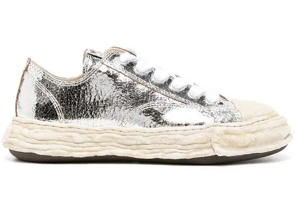 Mihara Yasuhiro Peterson Og Sole Leather Low Cracking Leather Sneakers - Silver