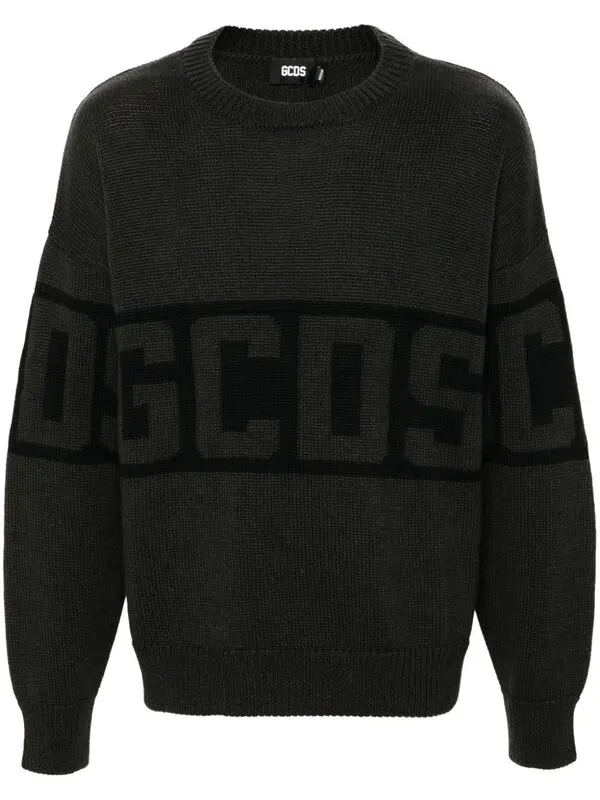 Gcds Logo Band Crew-neck Sweater - Grey