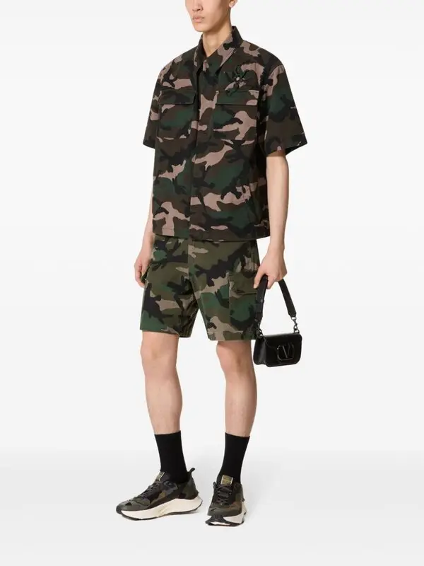 Valentino Garavani Camouflage-print Bermuda Shorts With V Detail