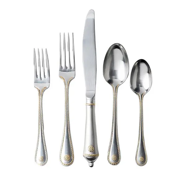 JULISKA Berry And Thread 20 Piece Flatware Set, Bright Satin With Gold - Bright Satin/gold