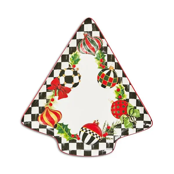 MACKENZIE-CHILDS Deck The Halls Tree Serving Platter