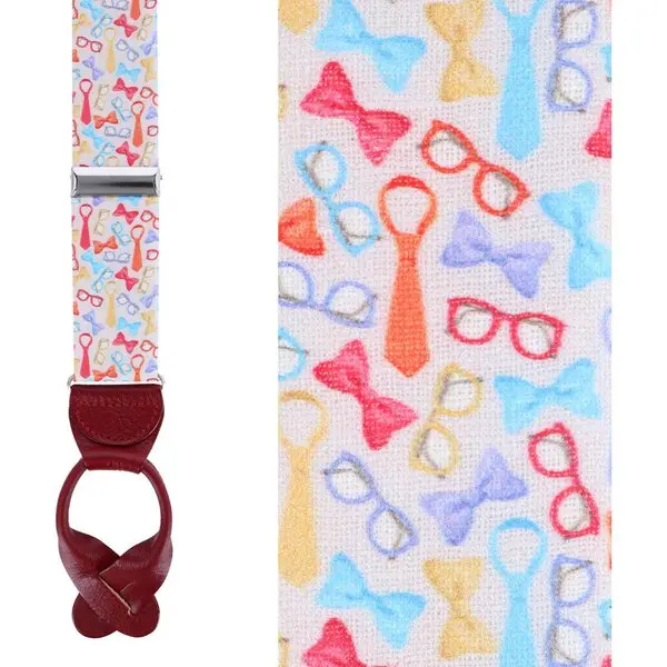 Trafalgar Fashionisto Glasses Linen Button Suspender - Multiple Colors