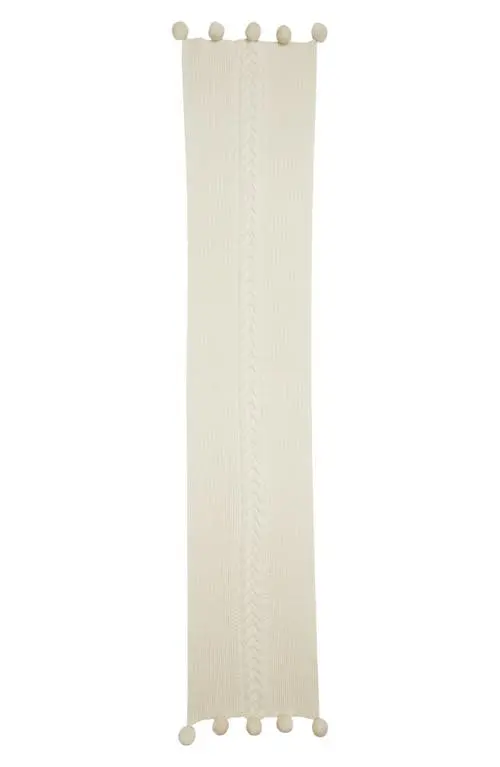 Lafayette 148 New York Pompom Fringe Mixed Stitch Cashmere Scarf