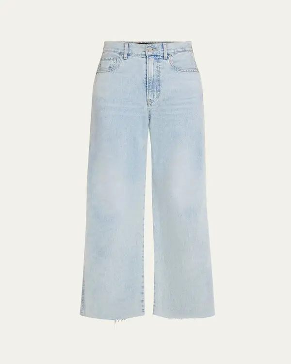 Veronica Beard Taylor Cropped Wide Leg Jeans - Pale Stone
