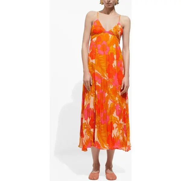 Mango Floral Crinkle Midi Sundress