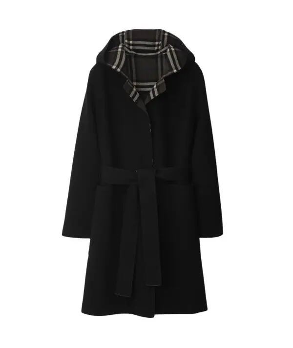 Burberry Mid-length Reversible Wool Car Coat - Black