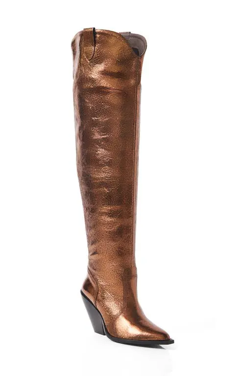 Free People Triple Crown Knee High Boot - Bronze Metallic