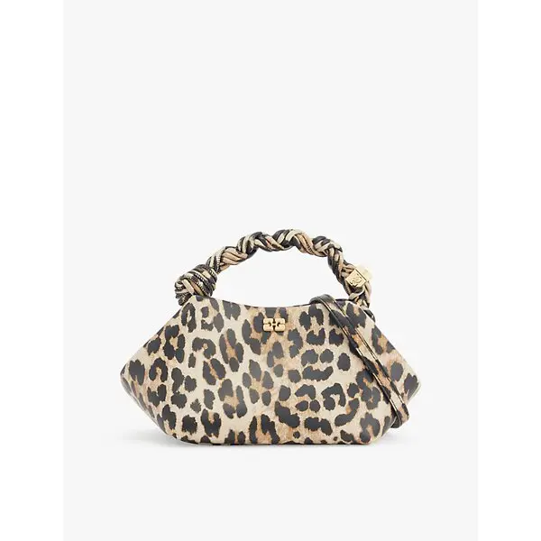 GANNI Print Leather Top Handle Bag