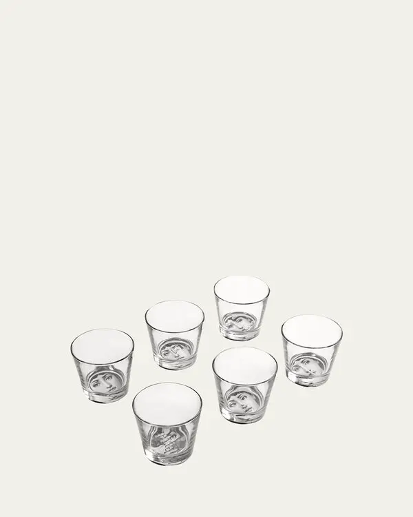 FORNASETTI Tema E Variazioni Glasses. Set Of 6 - Blackwhite