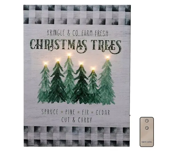 LUMABASE Led Wall Art W/ Rc Holiday Tree Farm