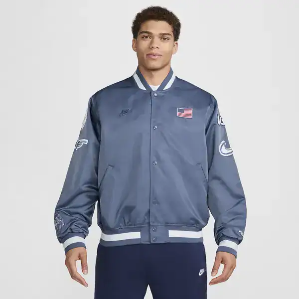 NIKE Dugout Satin Jacket ダグアウト スタジャン L Korea Dugout Men's Nike Breaking Satin Jacket. Nike ID