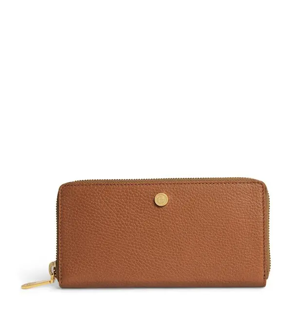 Harrods Pebbled Leather Wallet - Tan