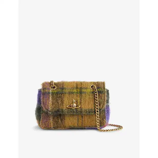 Vivienne Westwood Check-Print Wool-Blend Cross-Body Bag In
