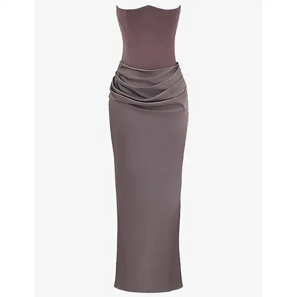 House OF CB Persephone Corseted Woven Maxi Dress - Ivory