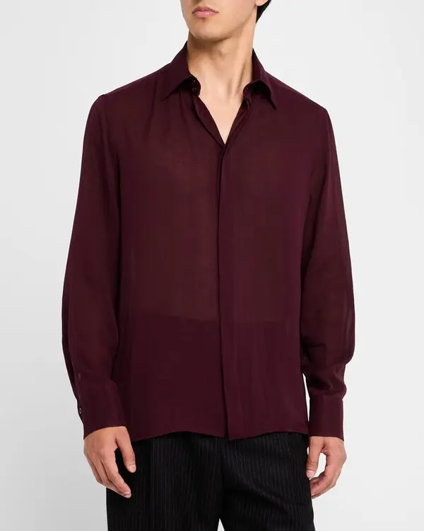 Saint Laurent Sheer Crepe Button-down Shirt