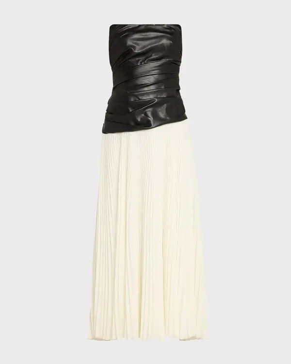 Simkhai Arie Strapless Bustier Combo Midi Dress - Black Multi