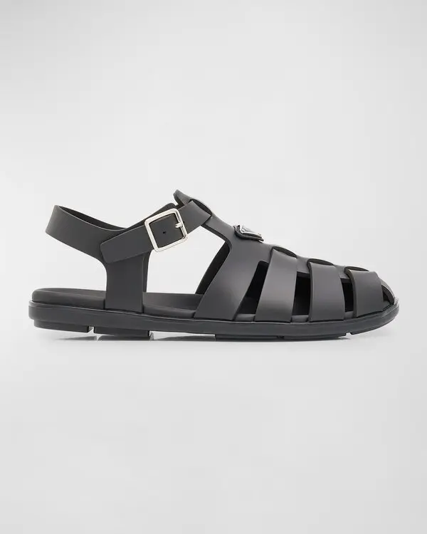 Prada Leather Fisherman Sandals - Nero | Editorialist display picture 1