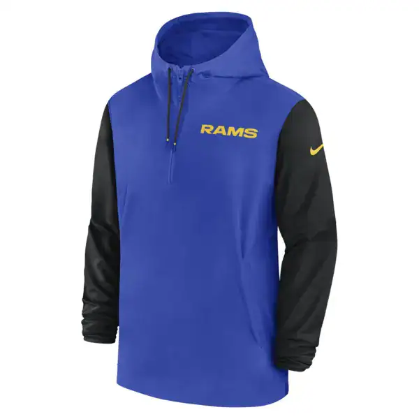 Nike Los Angeles Rams Sideline Pre-Game Player Nfl 1/2-Zip Hooded