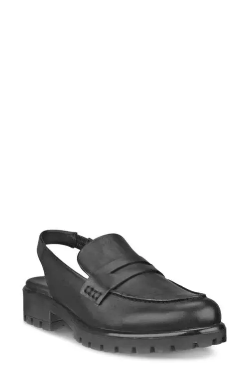 Ecco Modtray Water Resistant Slingback Penny Loafer - Black | Editorialist