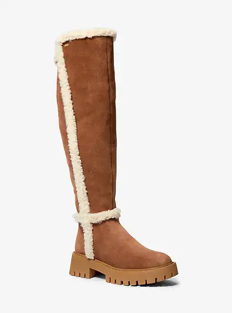 Michael Kors Asher Suede And Faux Shearling Boot In Brown - 52% Off ...