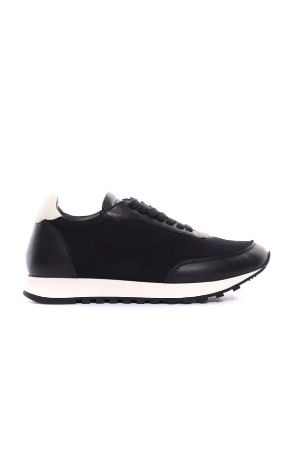 THE ROW Owen Leather-trimmed Sneakers - Black