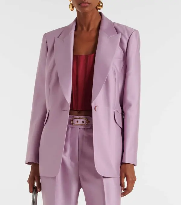 【Zimmermann】Tailored wool and silk jacket Zimmermann Tailored Wool And Silk Jacket In Purple - 40% Off