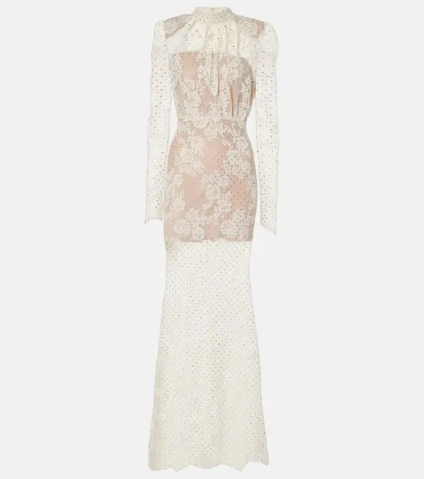 SELF-PORTRAIT Embellished Lace Maxi Dress