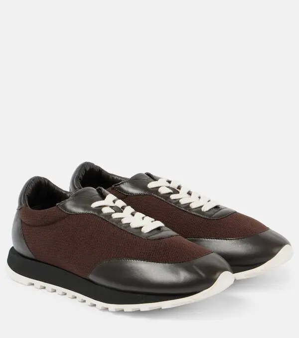 THE ROW Owen Leather-trimmed Sneakers - Brown