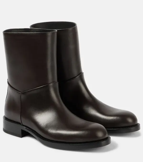 THE ROW Nobilis Leather Ankle Boots - Brown