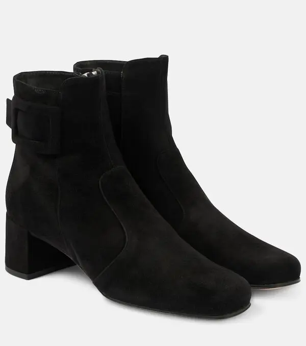 ROGER VIVIER Trés Vivier 45 Suede Ankle Boots - Black