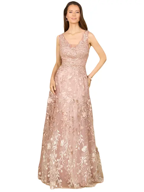 LARA NEW YORK Ombre Lace Ballgown - Blush