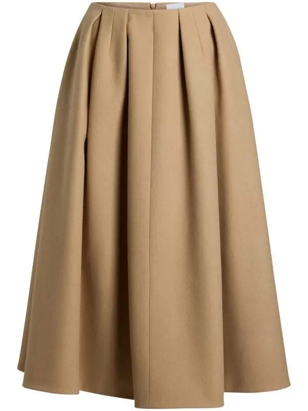 Patou Pleated Midi Skirt - Neutrals