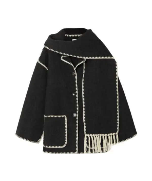 TOTÊME Draped Fringed Jacket - Gray