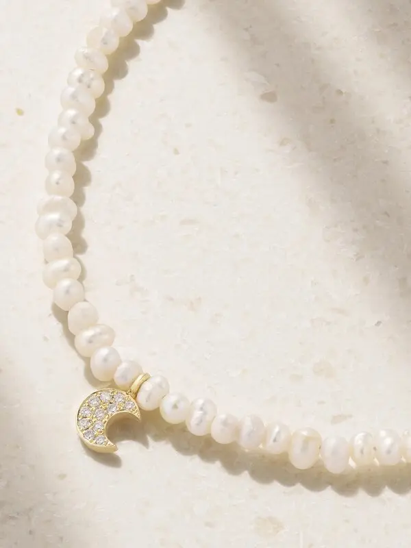 ROXANNE FIRST Baby Potato 14-karat Gold, Pearl And Diamond Necklace - White