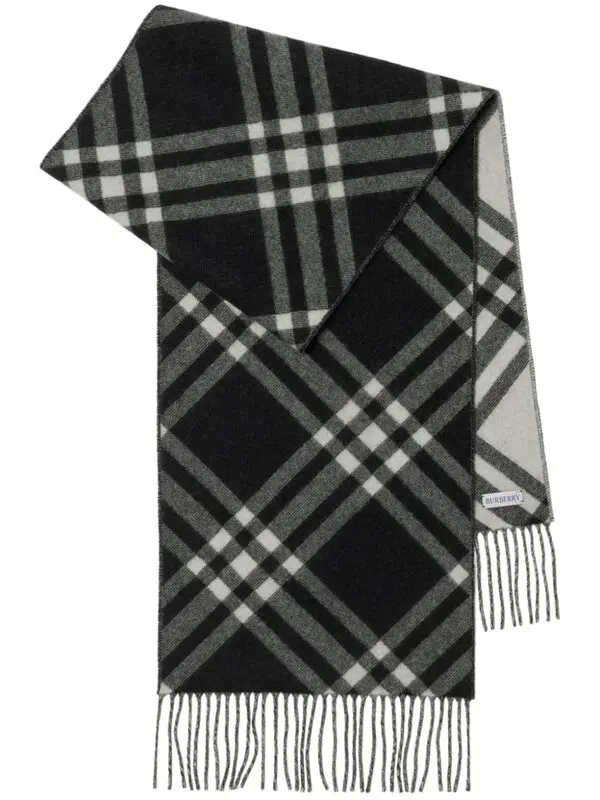 Burberry Checkered Cashmere Scarf - Black