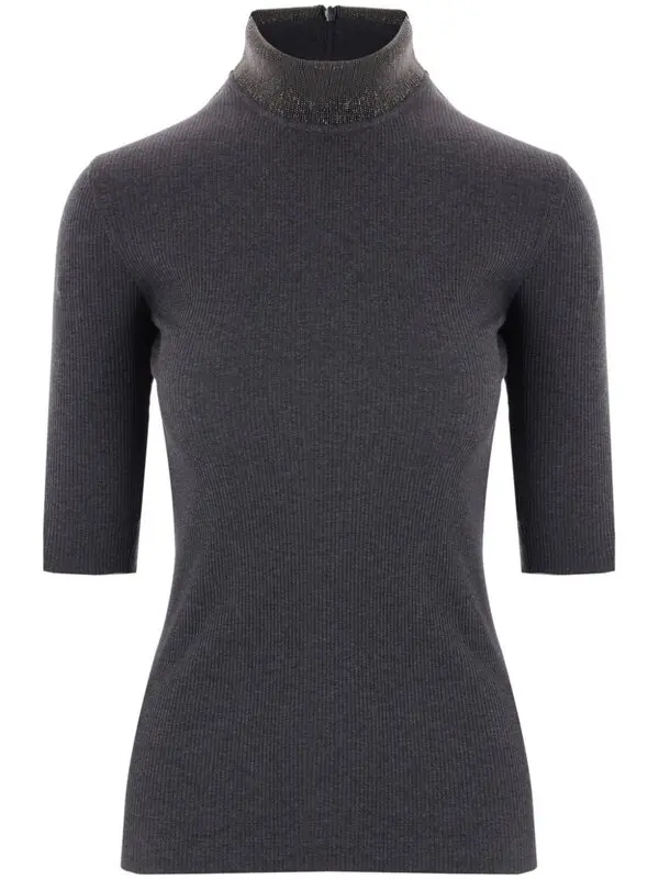 Brunello Cucinelli Monili-detail Ribbed Top