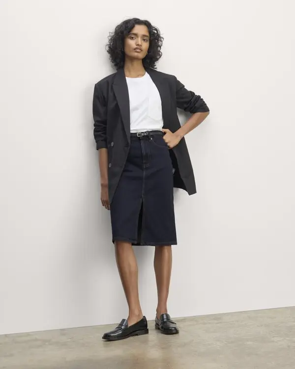 Everlane Mid-way Denim Skirt - Deep Rinse