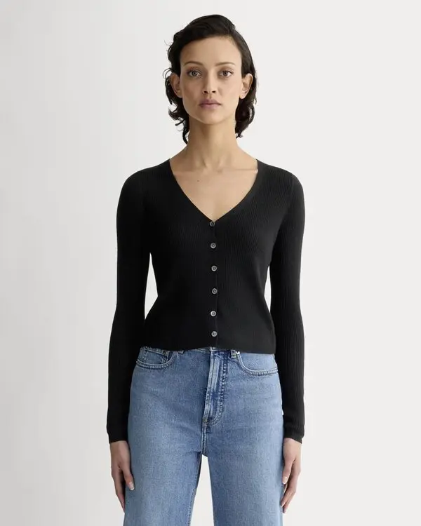 Everlane Ultrasoft Merino Cardigan - Black