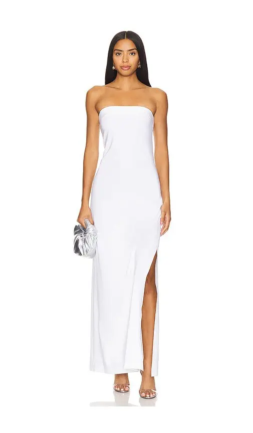 Norma Kamali Strapless Side Slit Gown - Snow White