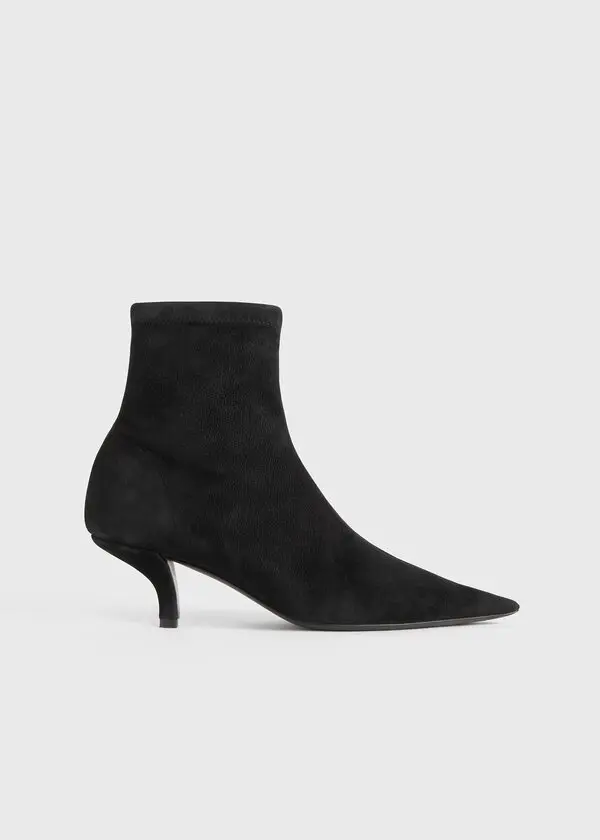 TOTÊME Suede Heeled Sock Ankle Boots - Black