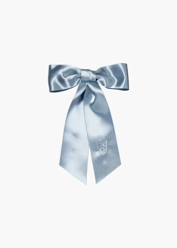 JENNIFER BEHR Initial April Satin Bow Barrette - Powder