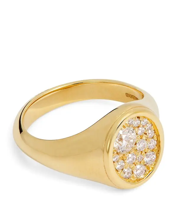 JADE TRAU Yellow And Diamond Signet Ring
