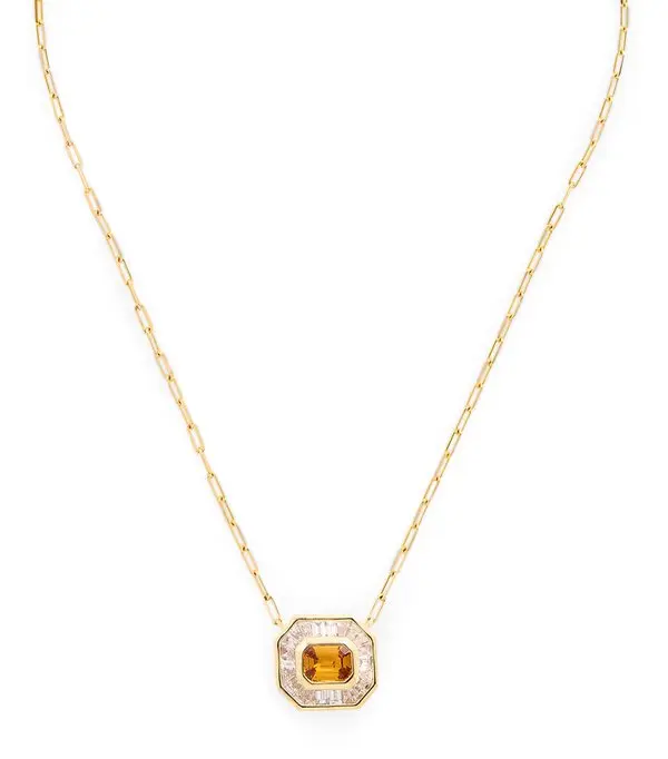 Shay Yellow Sapphire And Diamond Deco Pendant Necklace - Gold