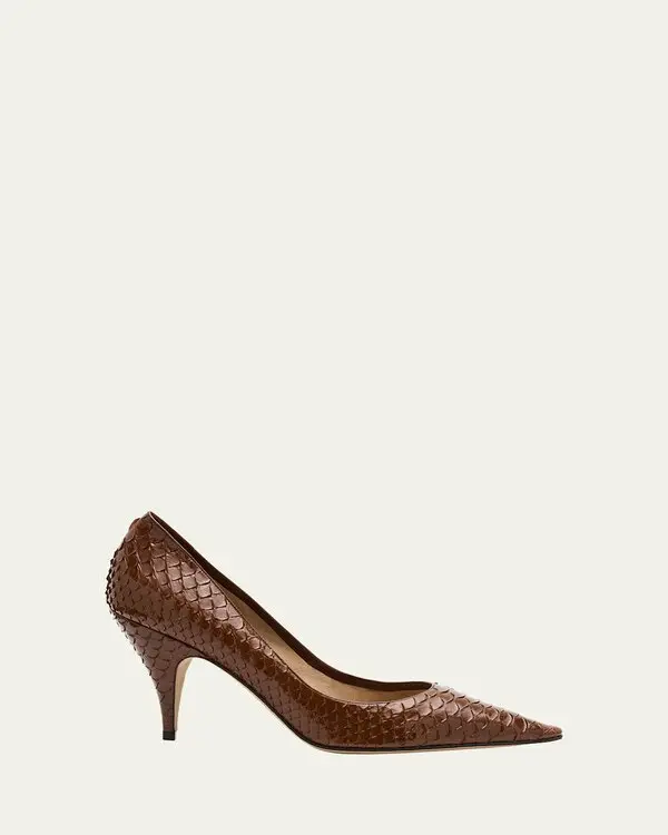 THE ROW Liisa Python Stiletto Pumps - Mousse