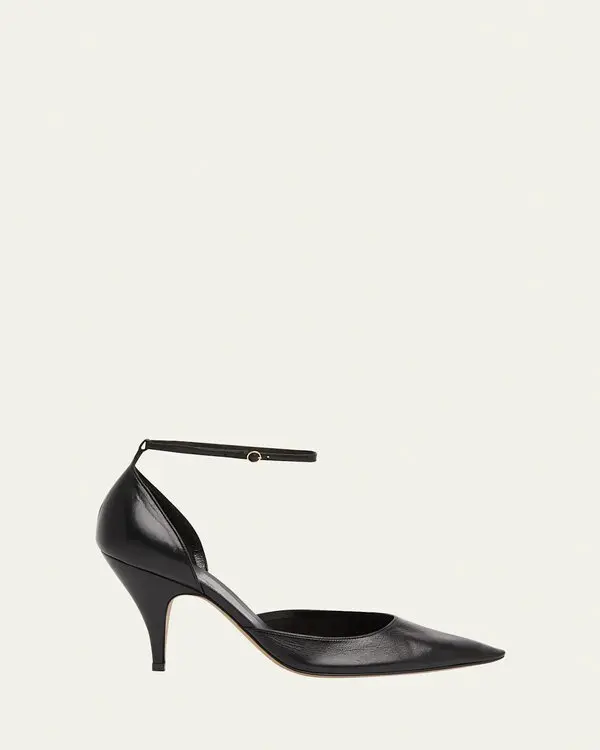 THE ROW Liisa Leather D'orsay Pumps - Black