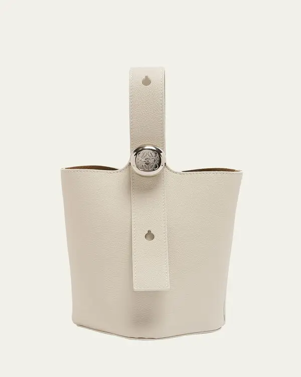 Loewe Mini Pebble Leather Bucket Bag - Soft White