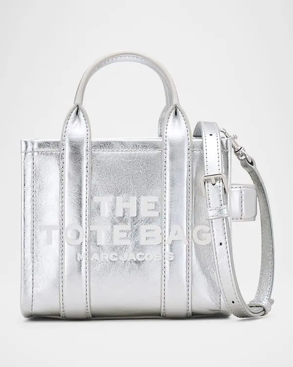 Marc Jacobs Metallic Leather Crossbody Tote Bag - Metallic Silver